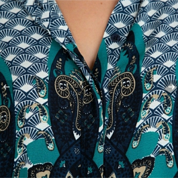 Masai | Tops | Masai Print Viscose Button Down Blouse | Poshmark